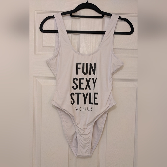 VENUS | Swim | Venus White Black One Piece Logo Swim Suit Size 6 | Poshmark